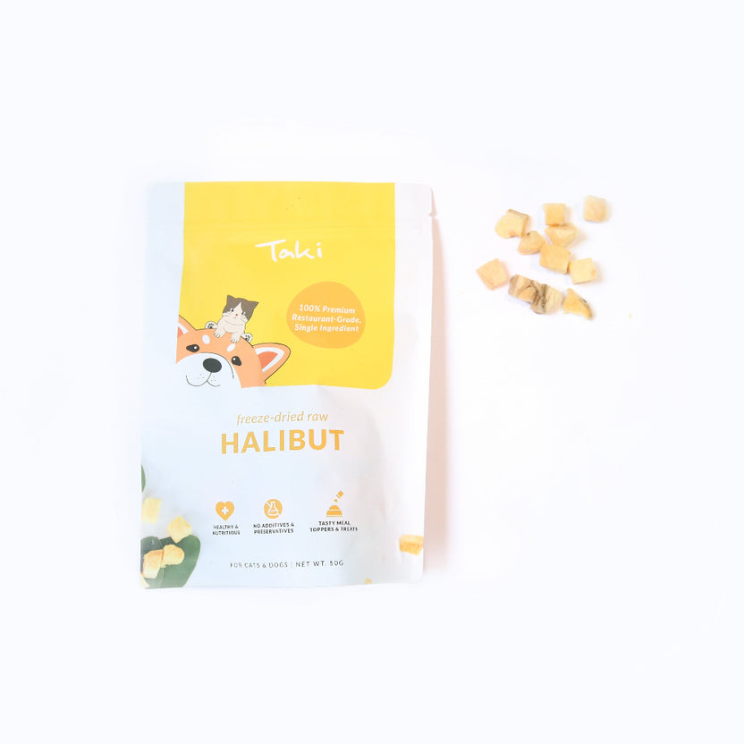 Freeze Dried Canadian Halibut Cubes Treats for Dogs and Cats